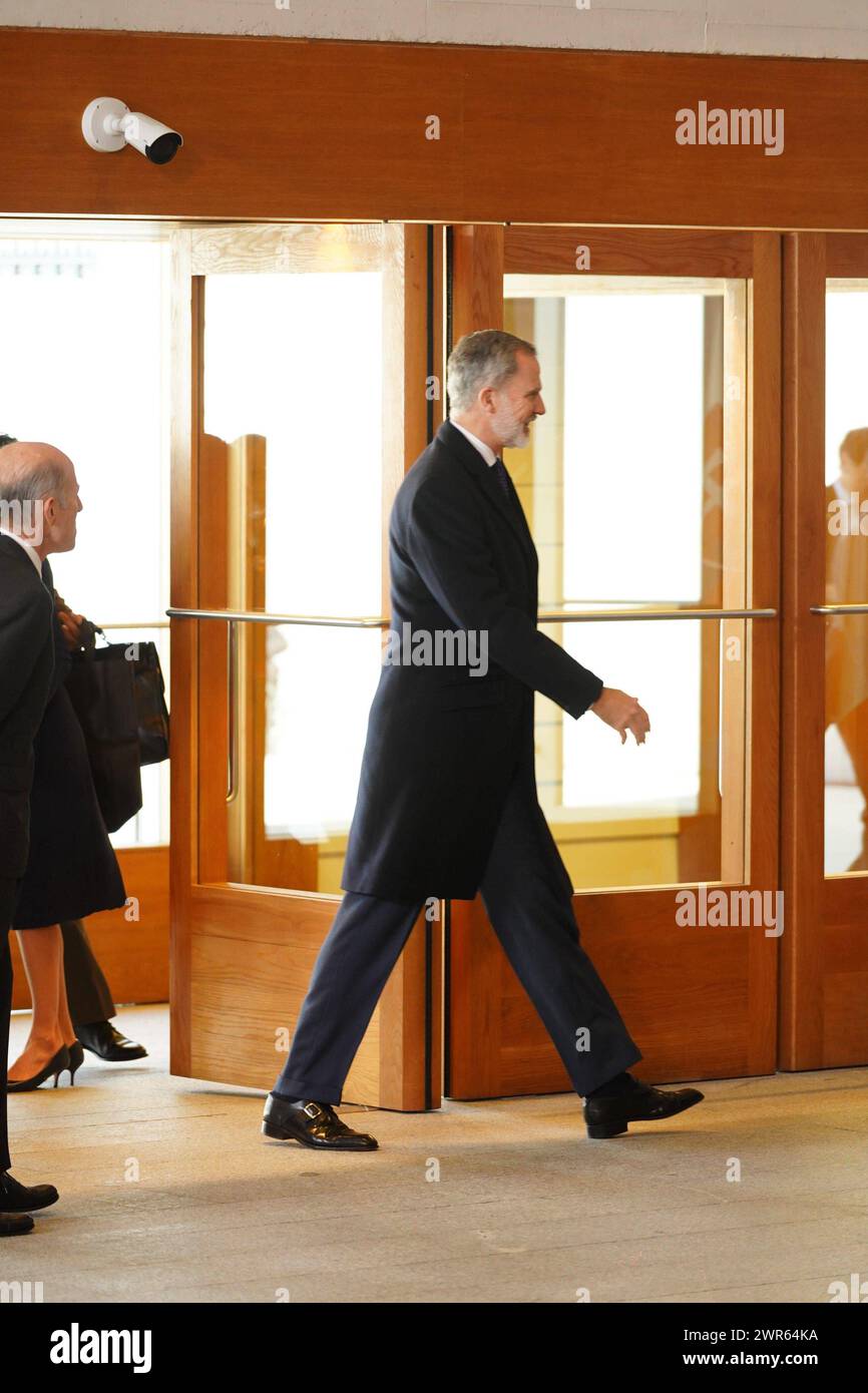 King Felipe VI and Queen Letizia during a tribute mass in memory of the ...