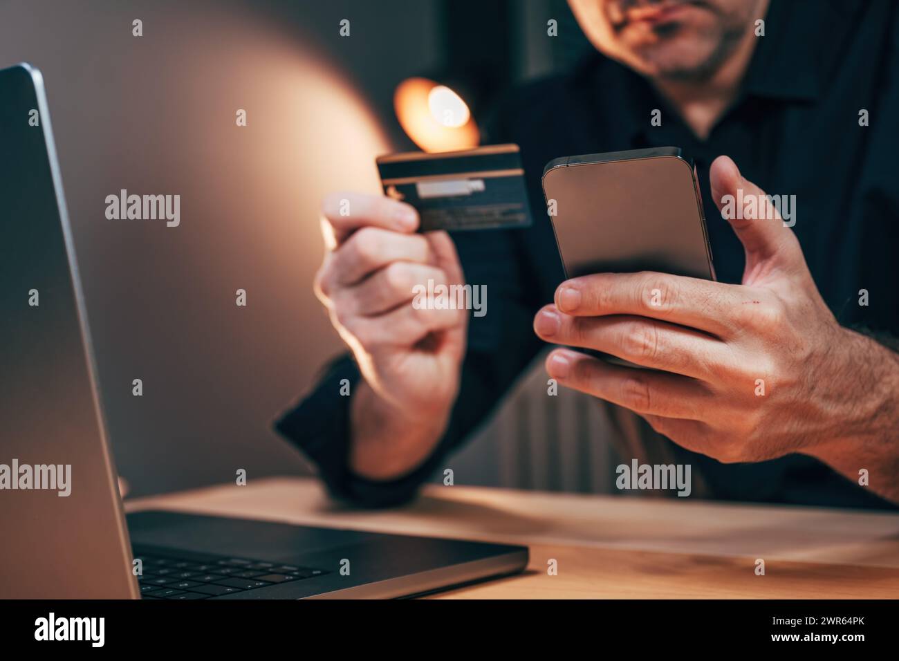 Electronic banking concept, e-banking with credit card, mobile phone ...