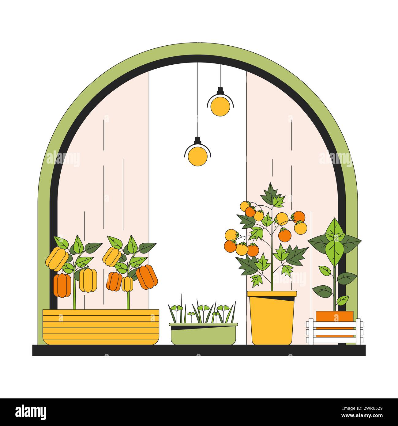 Windowsill Garden 2d Linear Cartoon Object Stock Vector Image And Art Alamy