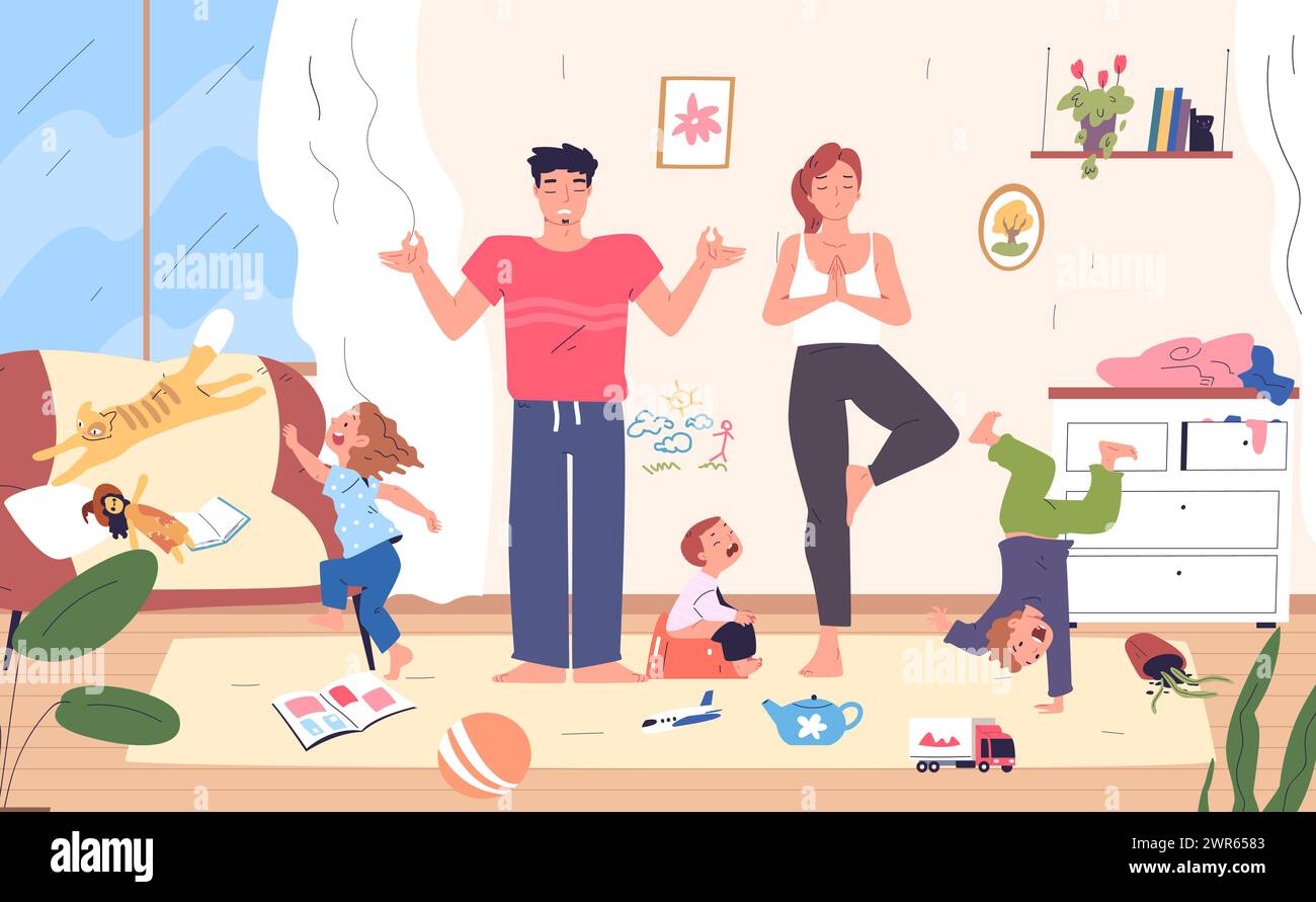 Meditating man home chaos hi-res stock photography and images - Alamy