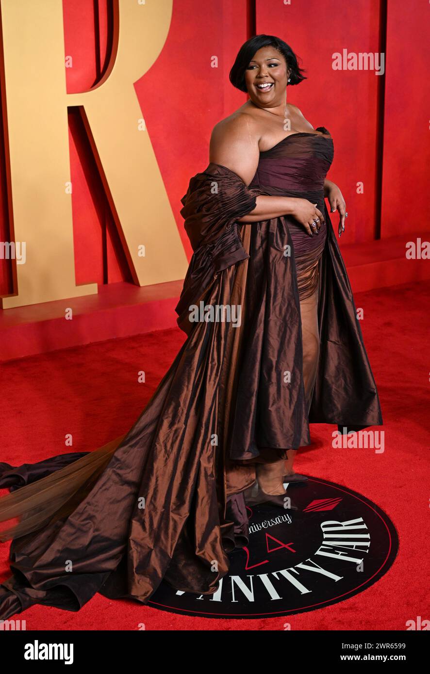 Los Angeles, USA. March 10th, 2024. Lizzo arriving at the Vanity Fair ...
