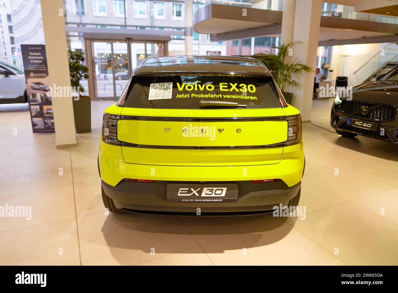 lemon green Volvo EX30 electric SUV produced Swedish automaker Volvo ...