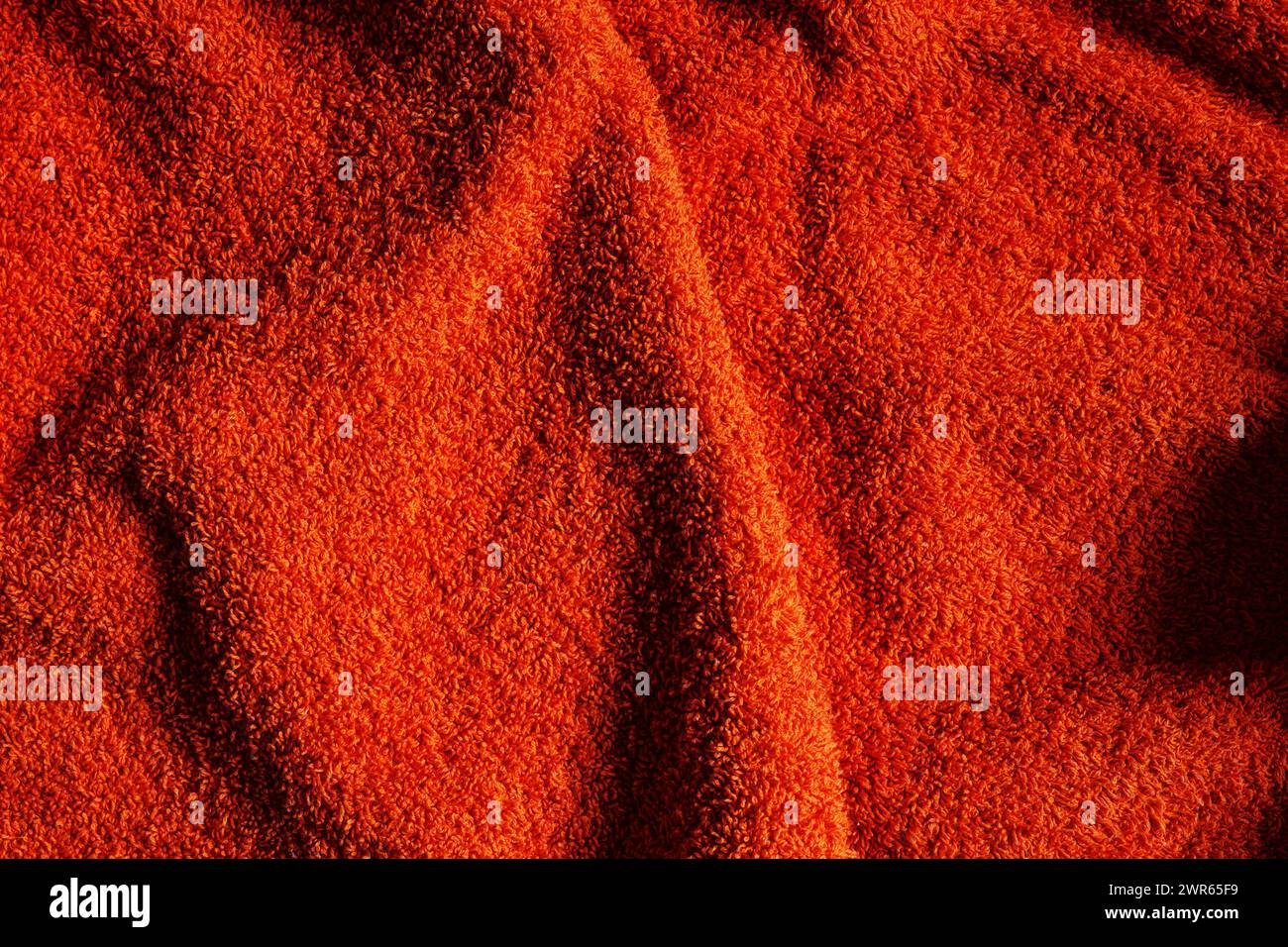 Texture of orange bath towel, top view Stock Photo - Alamy