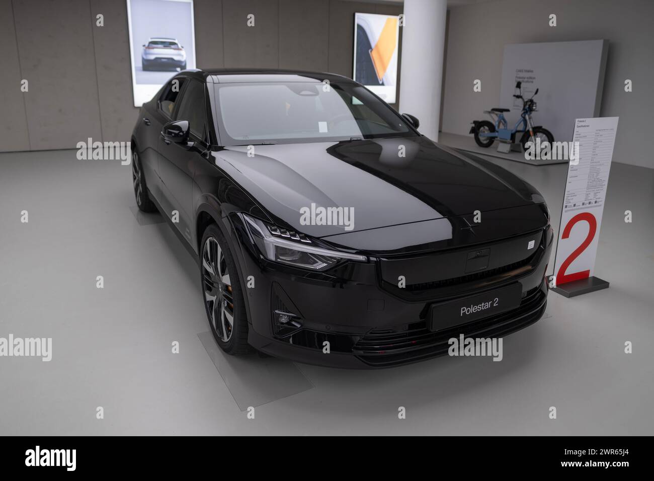 Polestar 2 car model in Studio, Volvo’s EV subsidiary, grey electric ...