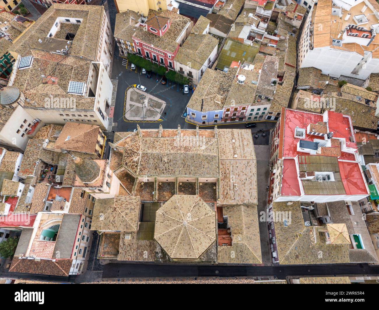 An aerial view of Villena, Spain showcasing historic architecture Stock ...