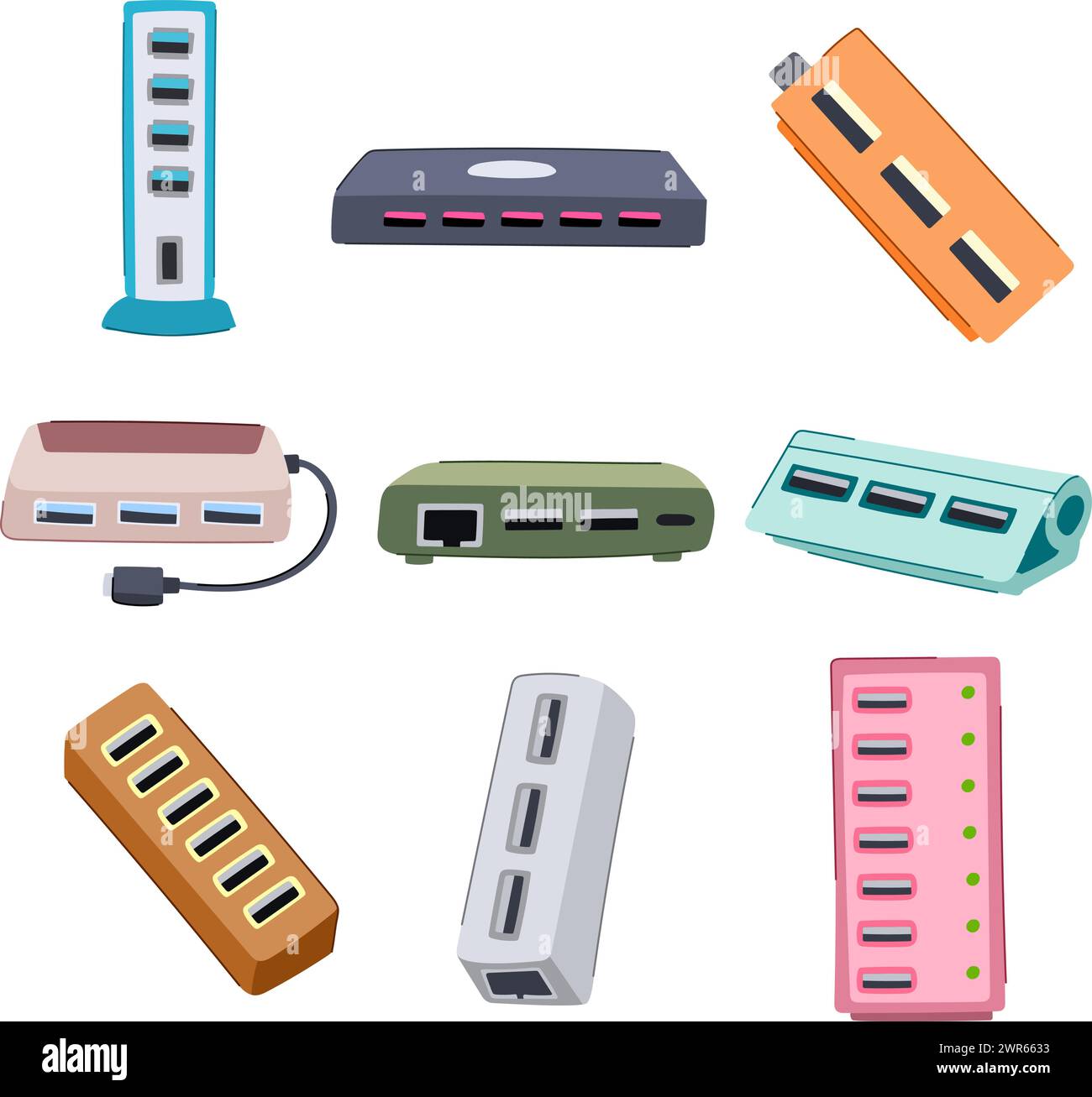usb hub set cartoon vector illustration Stock Vector Image & Art - Alamy