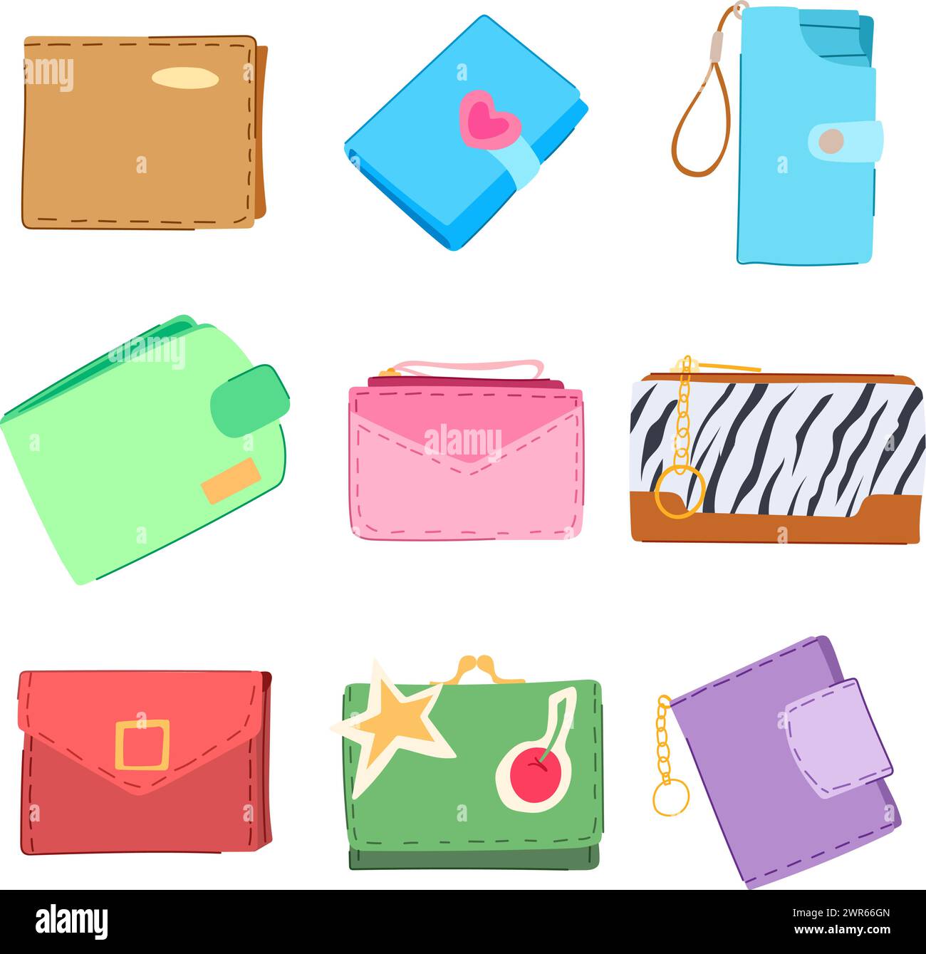 wallet set cartoon vector illustration Stock Vector Image & Art - Alamy