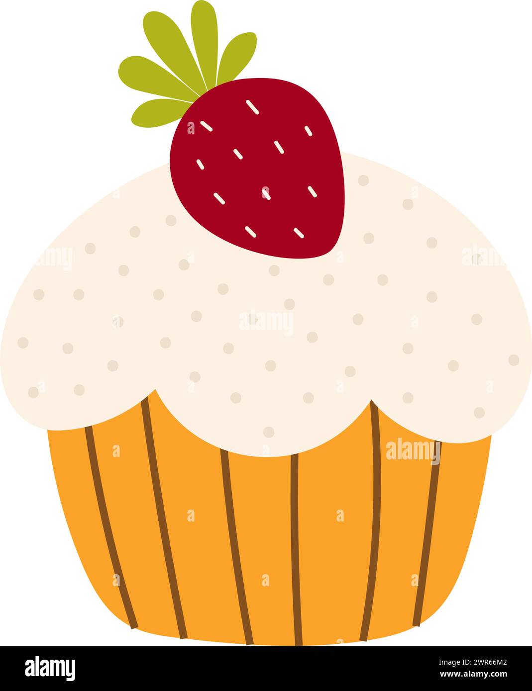 Cute boho cupcake with strawberry in childish style. Sweet dessert for ...