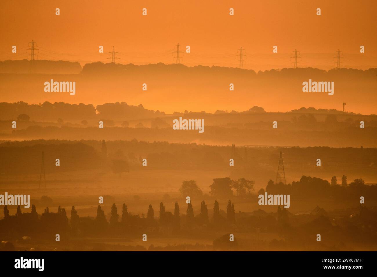 27/08/19 Electricity pylons stretch across the horizon near Clay Cross ...