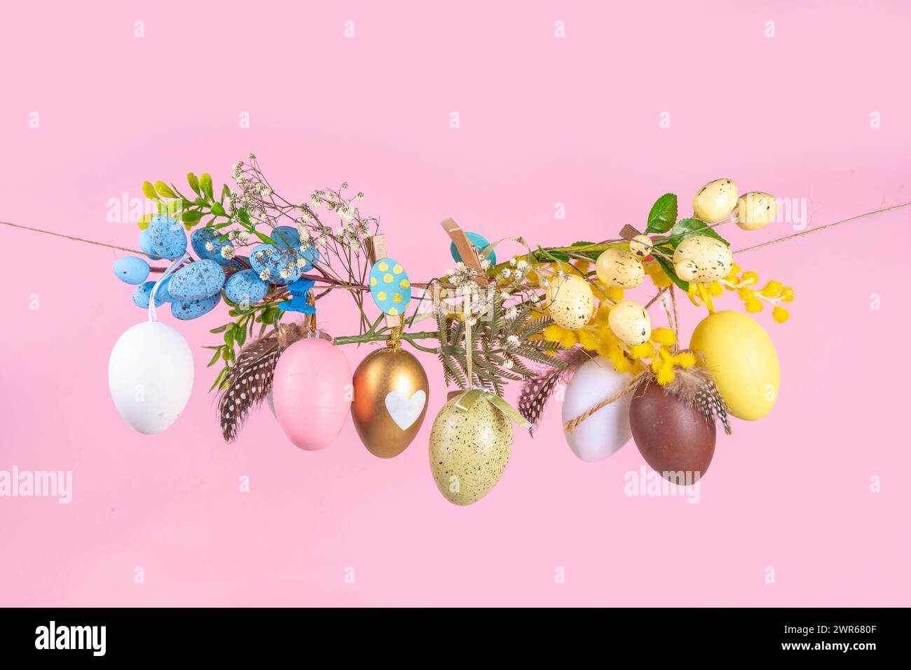 Creative bright spring Easter holiday concept. Painted Easter eggs ...