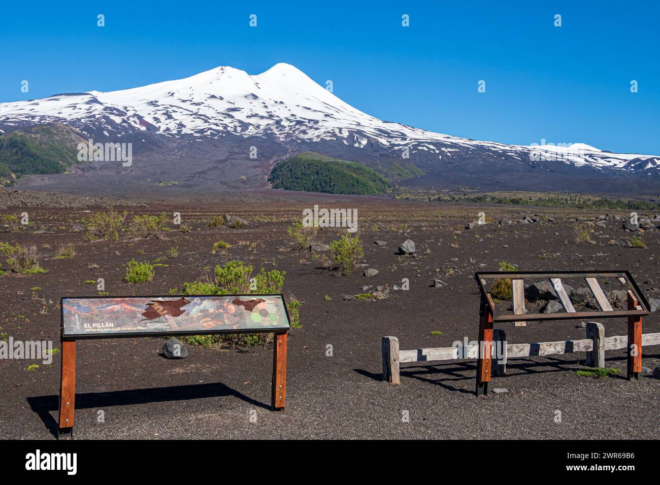 Volcano Llaima, Conguillio National Park, viewpoint with information ...