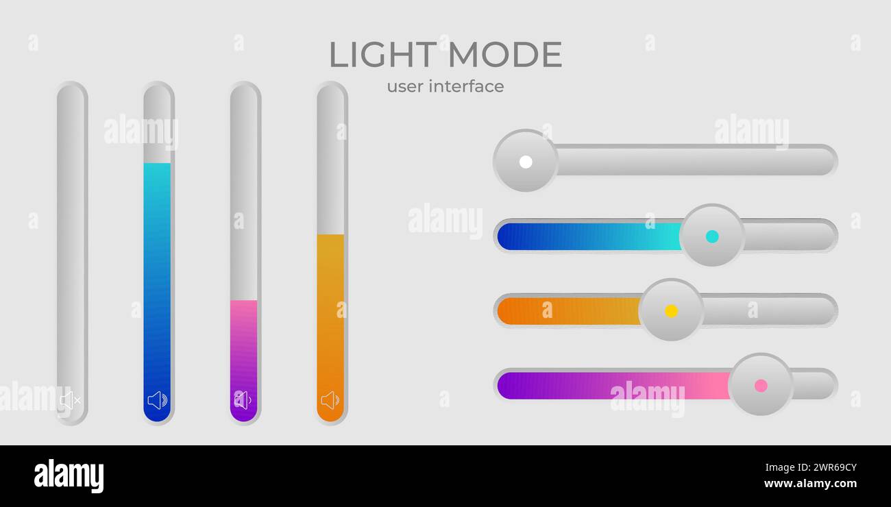 Light mode ui simple elegant set switcher, volume bar design Stock ...