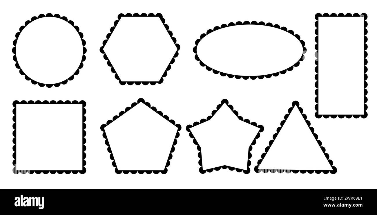 Scalloped ornament border Black and White Stock Photos & Images - Alamy