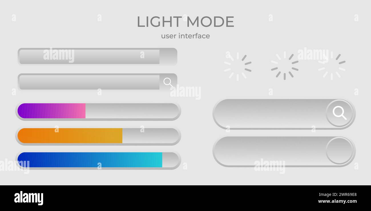 Light mode ui simple elegant set of buttons, loading, search bar design Stock Vector Image & Art ...