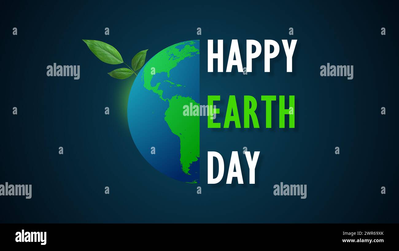 Earth day happy half earth with leaves Stock Photo - Alamy