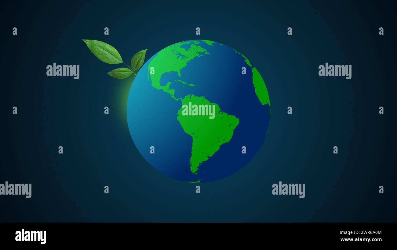 Earth Day with planet Earth and leaves Stock Photo - Alamy