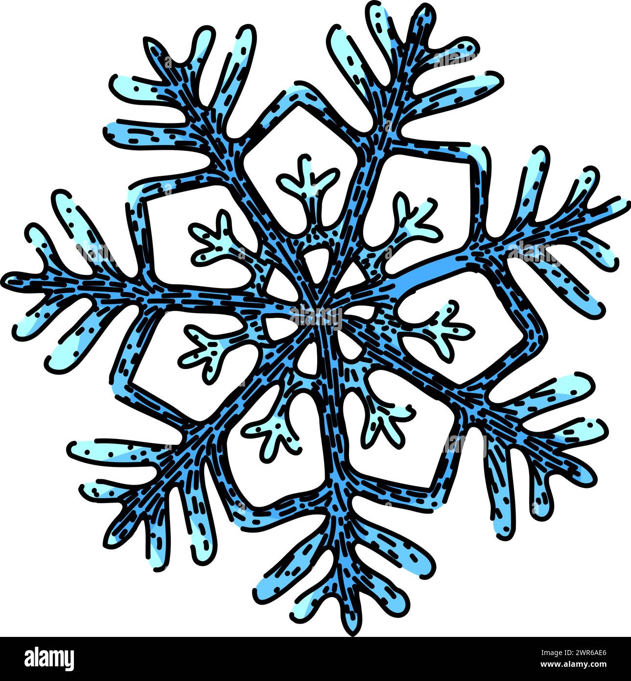snowflake christmas sketch hand drawn vector Stock Vector Image & Art ...