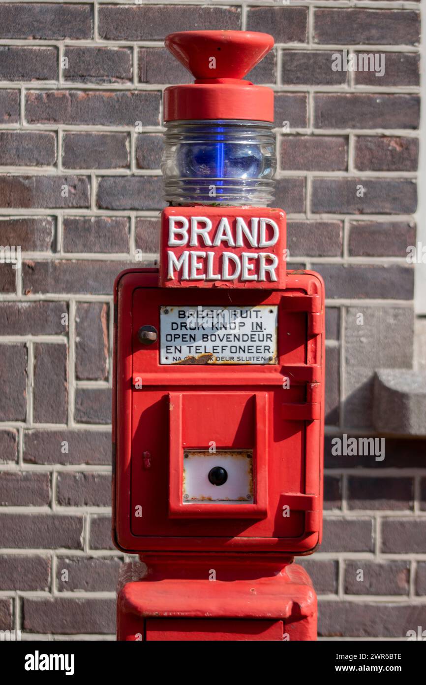 Close Up Historical Fire Alarm In Front Of Fire Department Victor ...