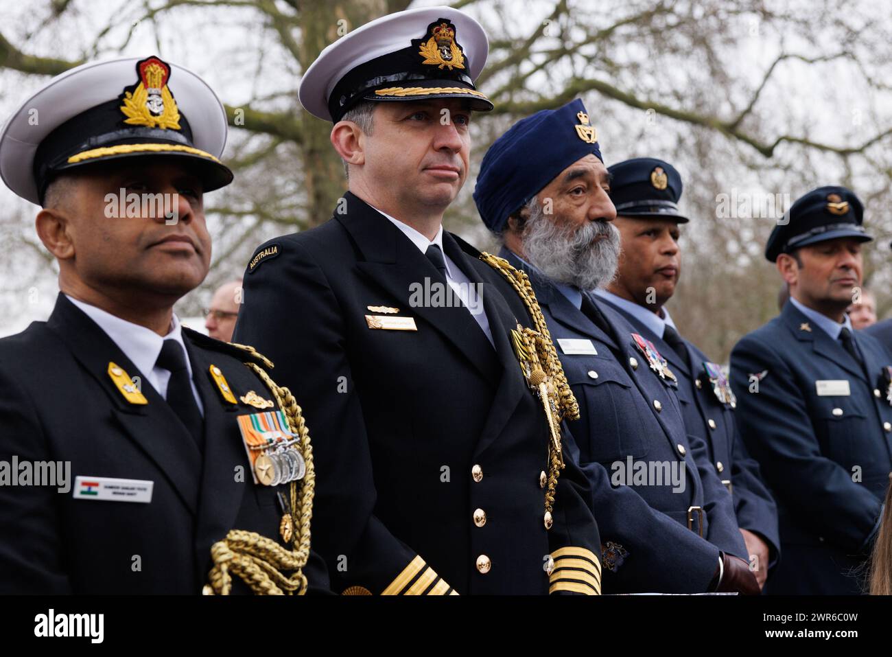 Australian Naval Adviser to London Captain Adrian Capner (second left ...