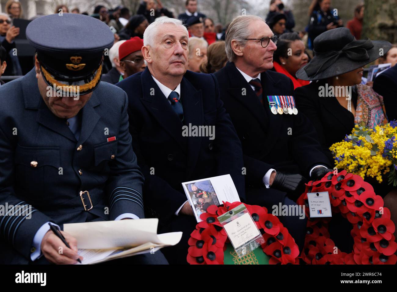 Speaker of the House of Commons Sir Lindsay Hoyle (second left) during ...