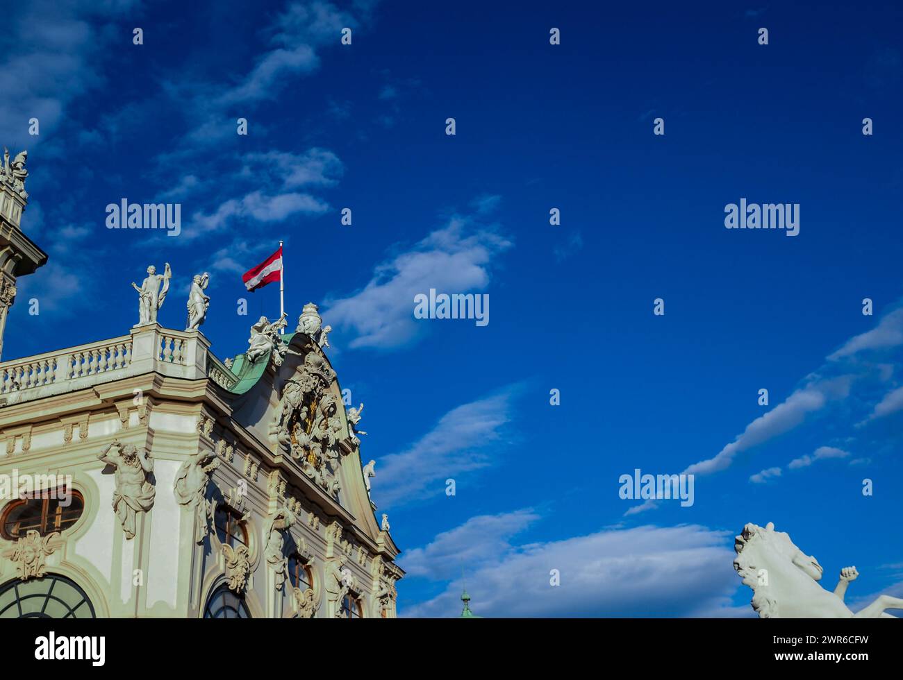 Vienna, Austria. 25th Feb, 2024. Flag on the pediment at the south ...