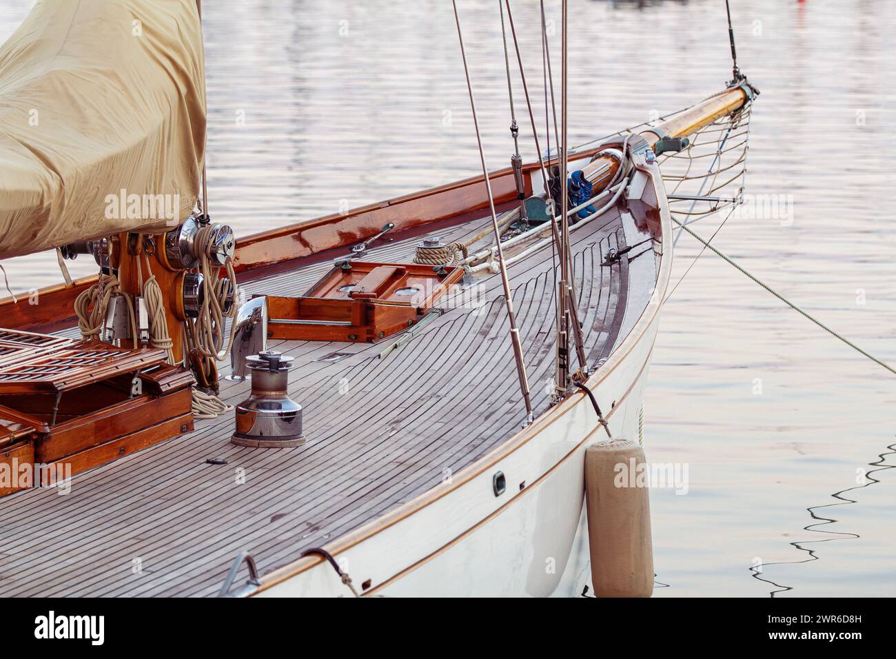 An antique yacht's wooden rudder Stock Photo - Alamy
