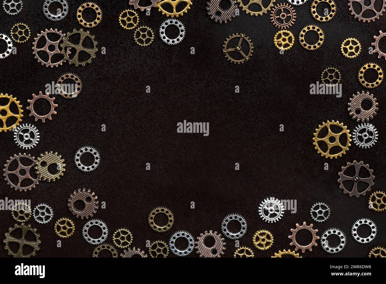 A lot of gears steampunk style symbol mechanism watch clock parts brown ...