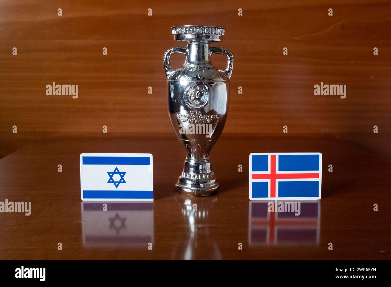 February 27, 2024, Berlin, Germany. Flags of the national teams of ...
