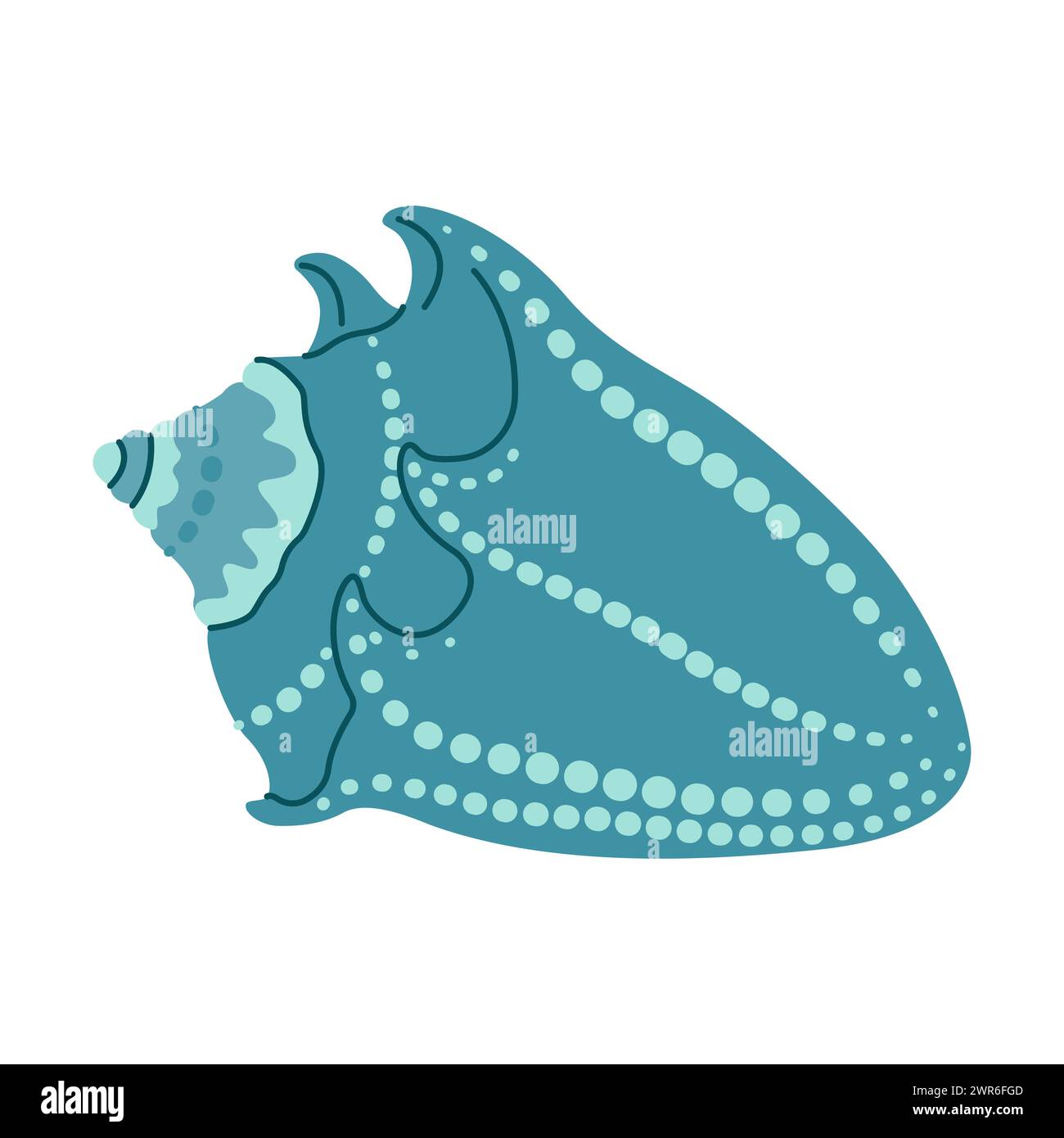 Hand drawn Seashell. Cartoon style flat illustration seashell isolated ...