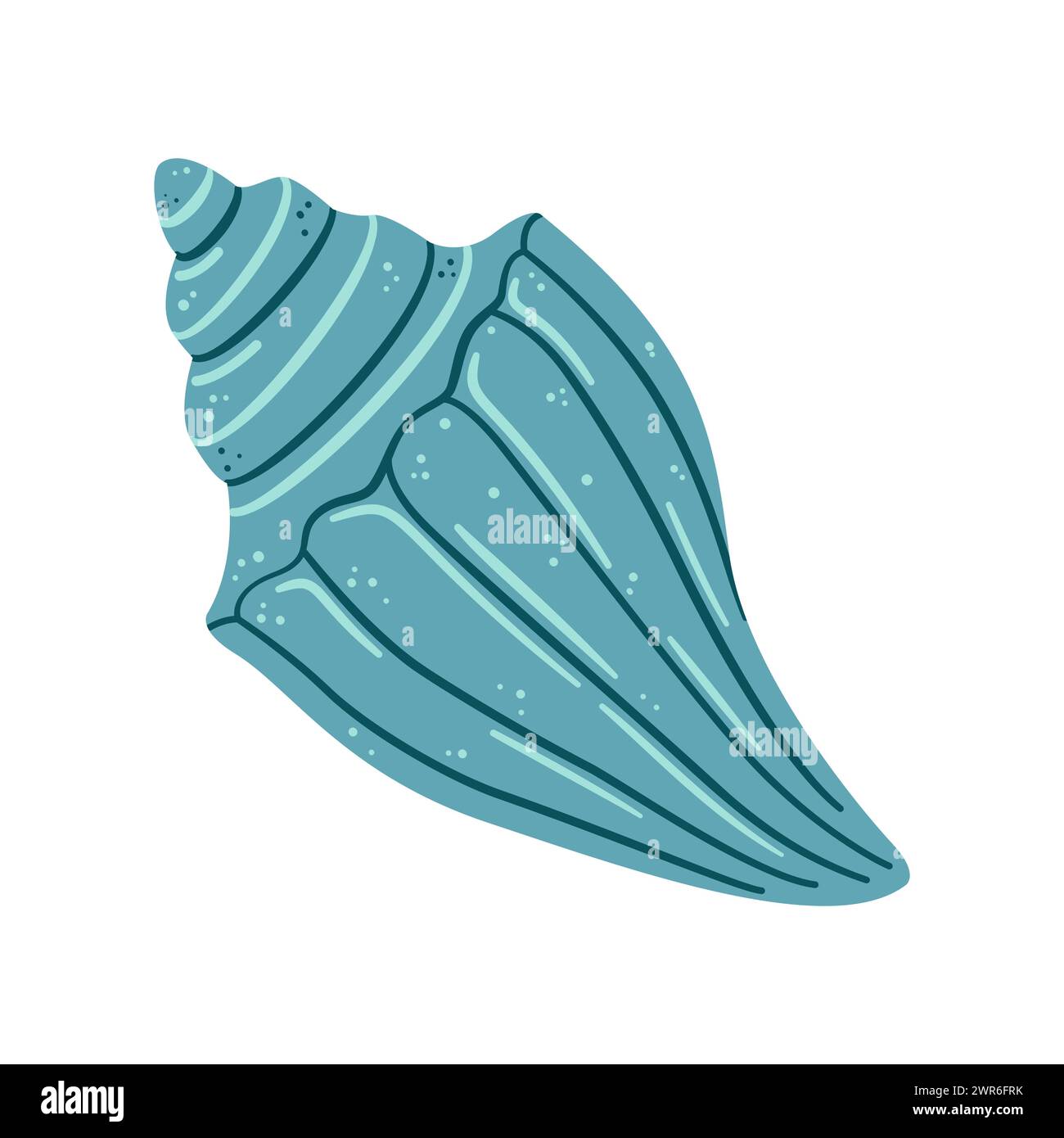 Hand drawn Conch Seashell. Cartoon style flat illustration seashell ...
