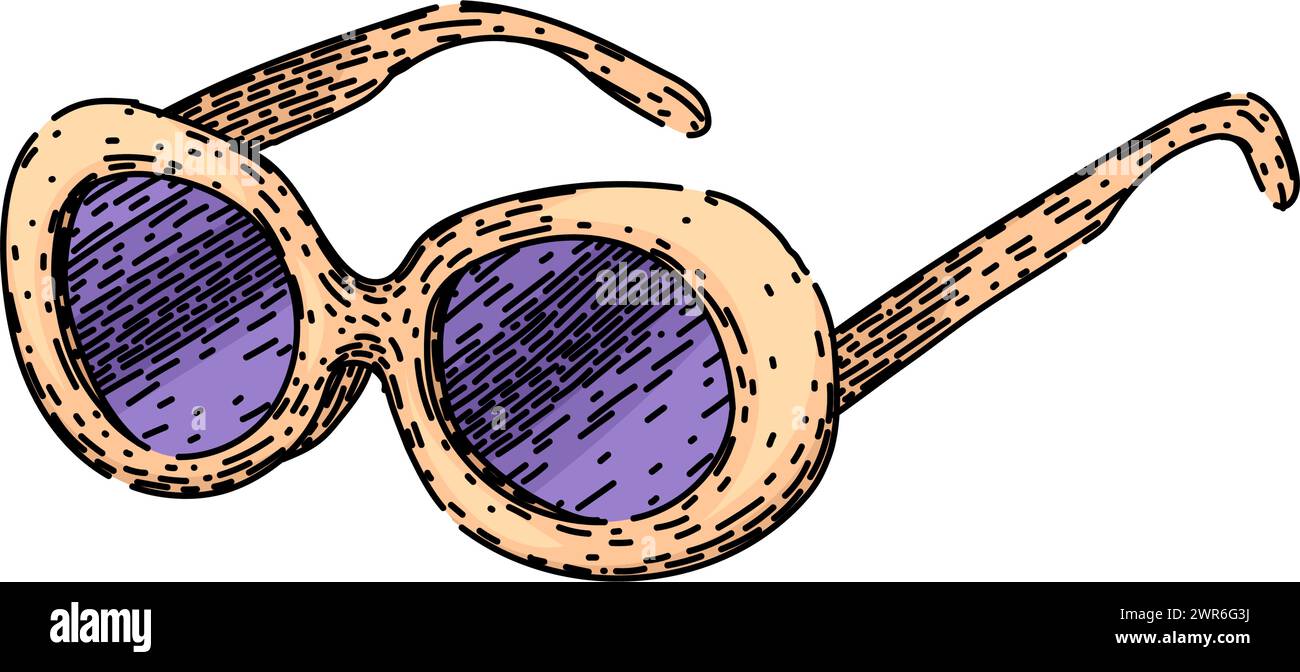 fashion sunglasses female vintage sketch hand drawn vector Stock Vector ...