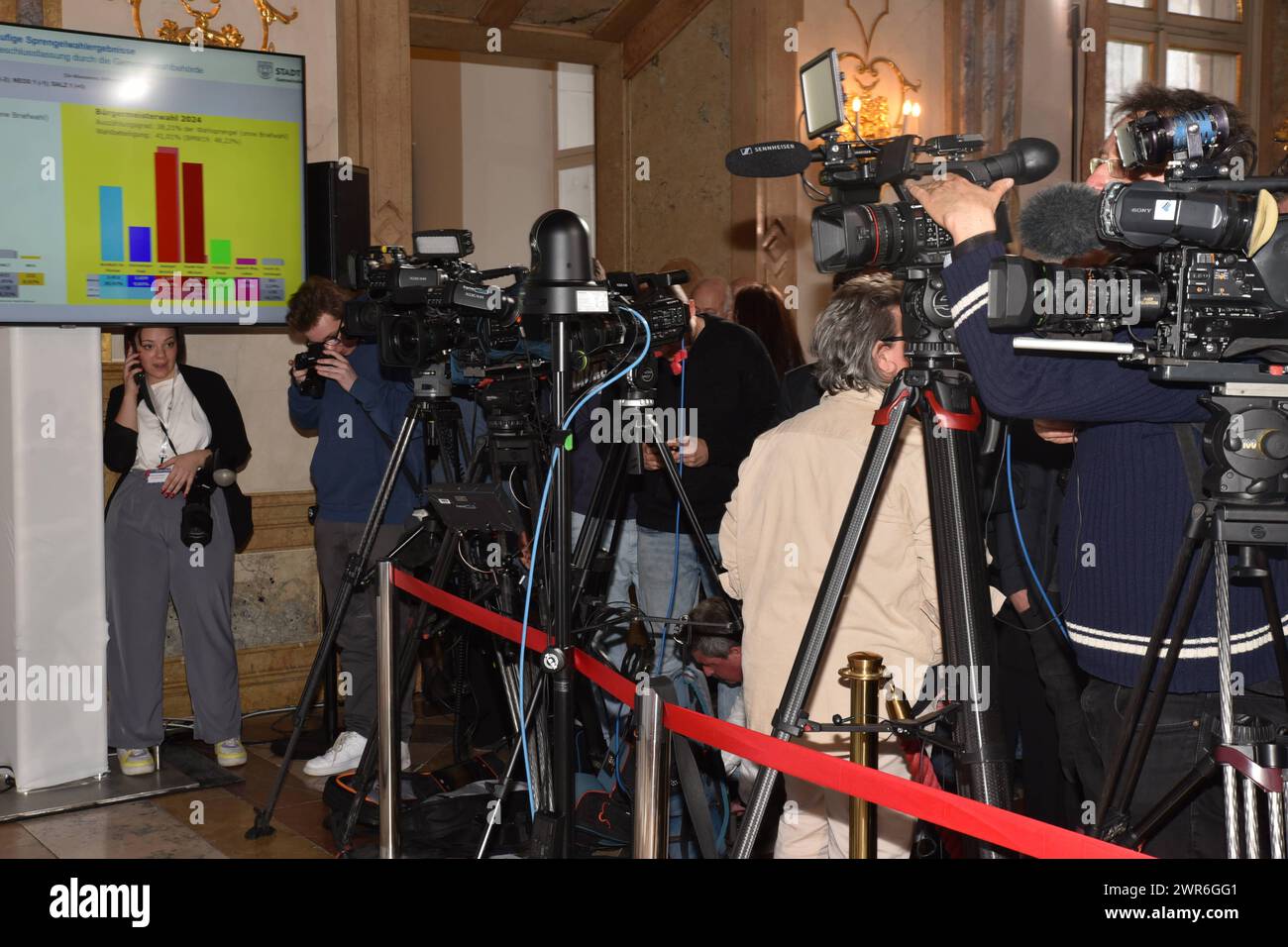 Journalisten im Schloß Mirabell, Bürgermeisterwahl, Gemeinderatswahl ...