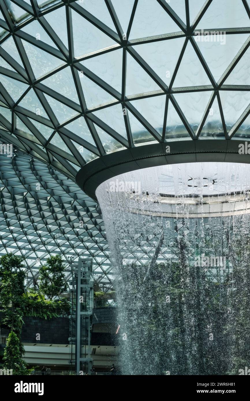 The Rain Vortex, indoor waterfall, Jewel Changi airport, Singapore ...