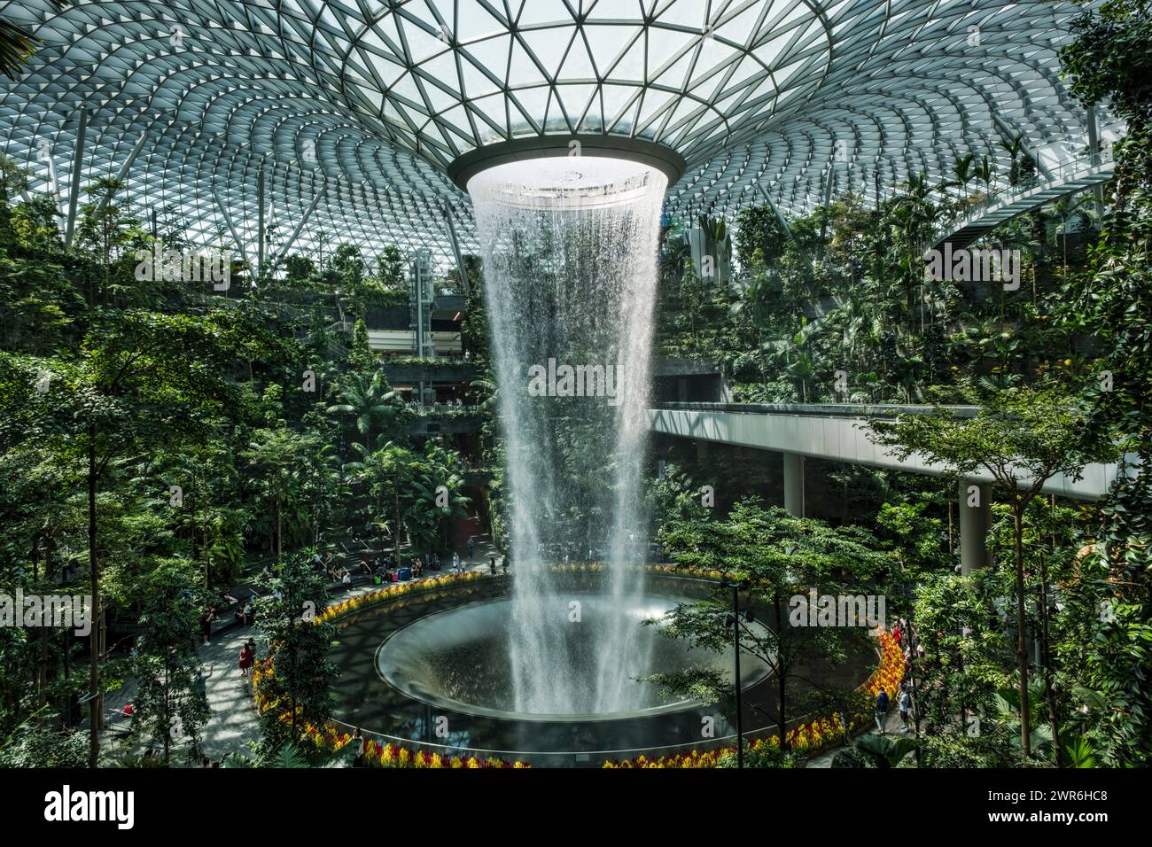 The Rain Vortex, indoor waterfall, Jewel Changi airport, Singapore ...