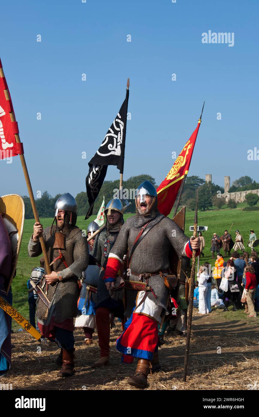 Norman and Saxon soldiers at The Battle of Hastings re-enactment ...