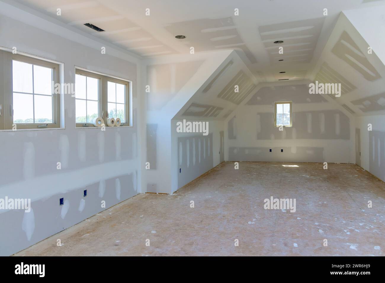 Plastering of drywall has been completed house is ready for painting ...