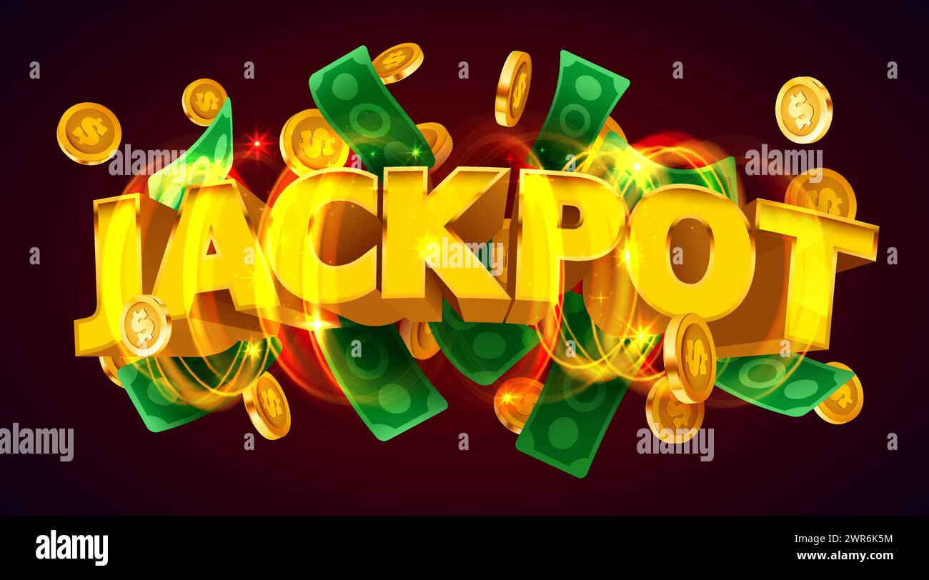 ackpot sign with golden coins. Money explosion. Vector illustration ...