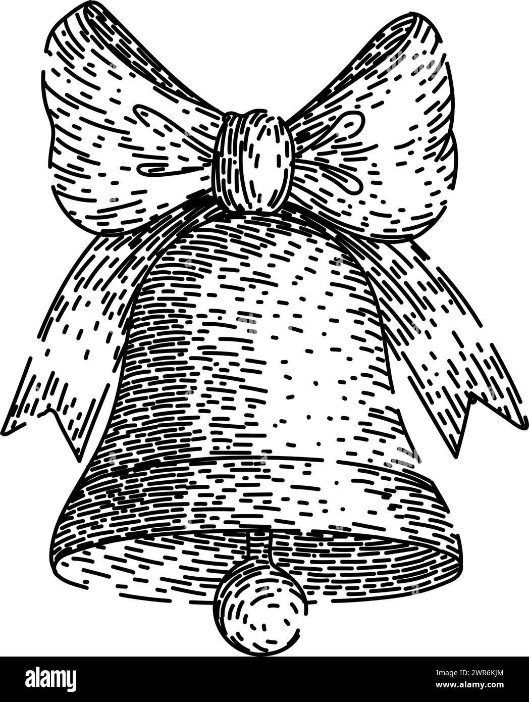 bell merry christmas sketch hand drawn vector Stock Vector Image & Art ...