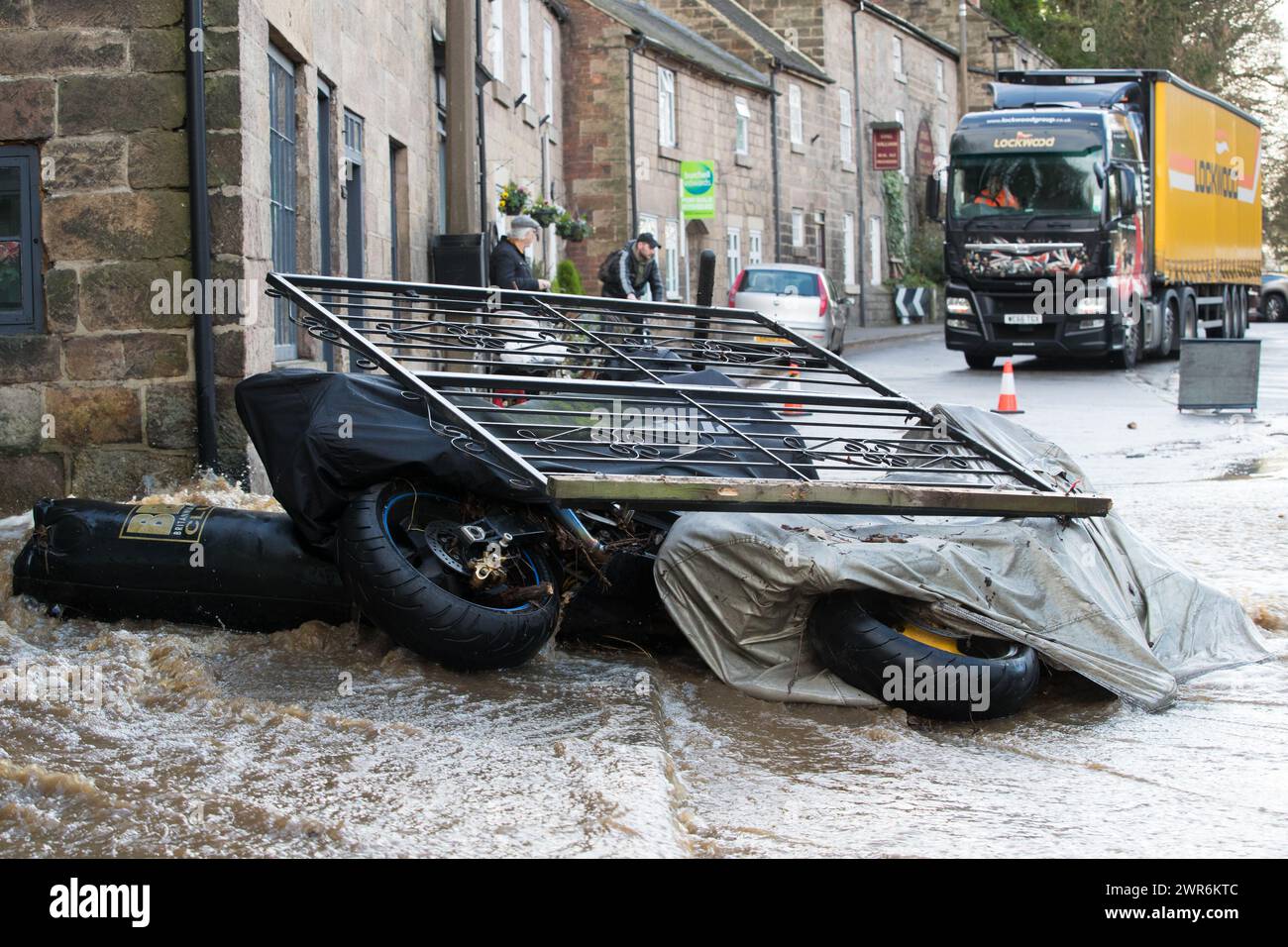 15/01/19 Motorcycles and fencing are knocked over by the strength of ...