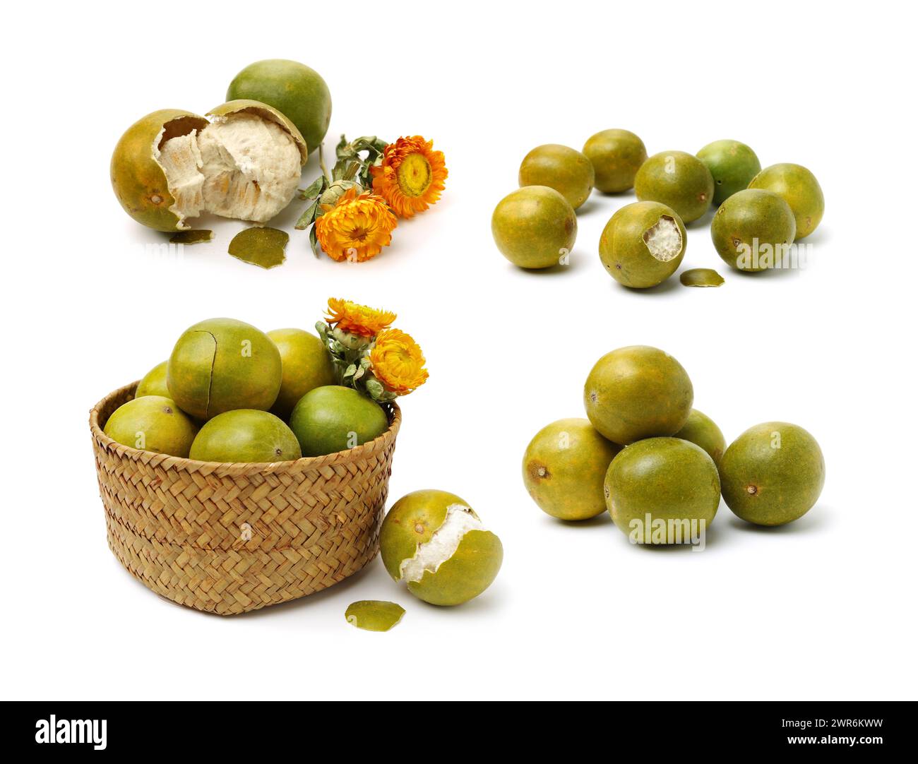 Golden Luo Han Guo on white background Stock Photo - Alamy