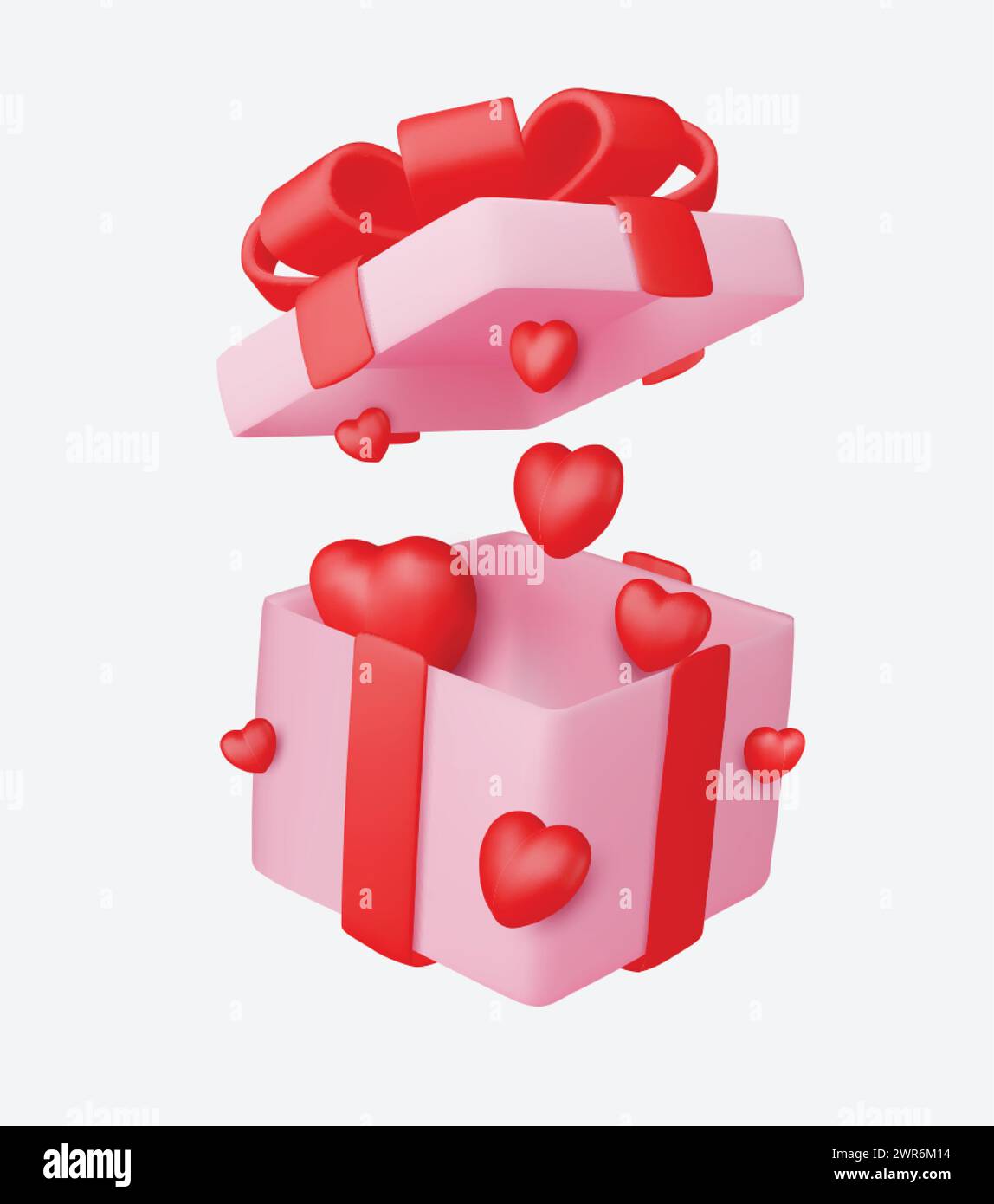 Valentine's day design. Realistic gifts boxes. Open gift box full of ...