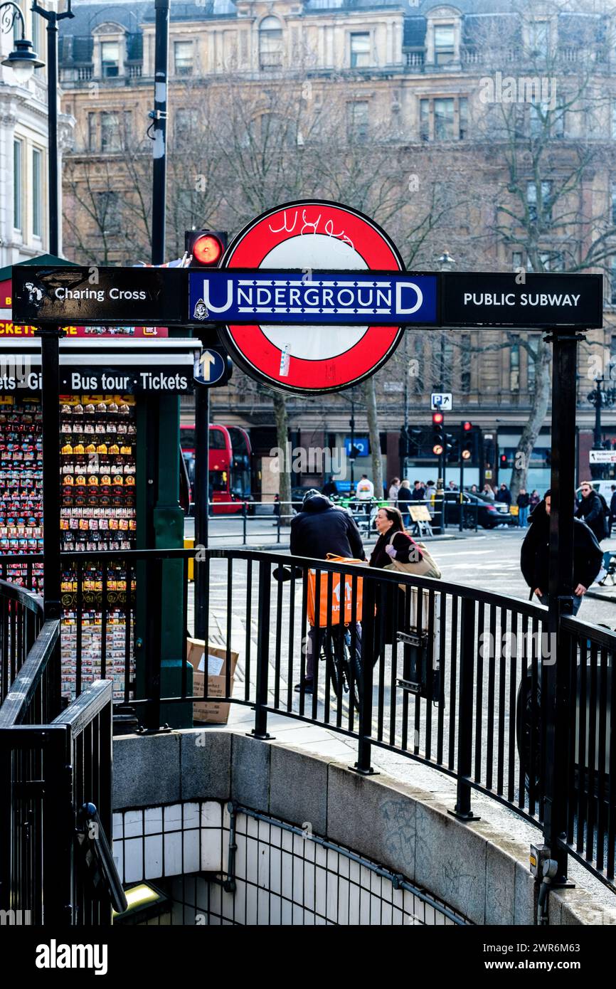 City of Westminster, London UK, March 08 2024, Street Level Entrance To ...