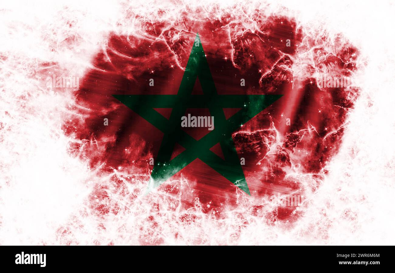 White background with worn Morocco flag Stock Photo - Alamy