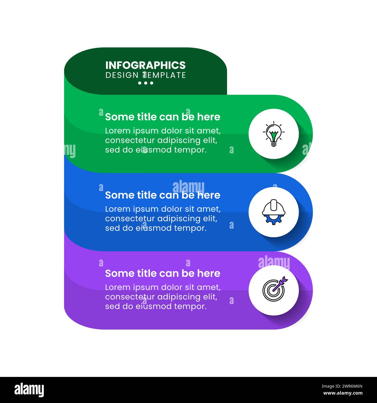 Infographic template with icons and 3 options or steps. Rolled banner ...