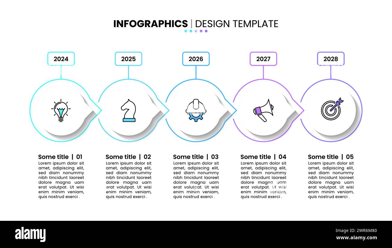 Infographic template with icons and 5 options or steps. Circles in a ...