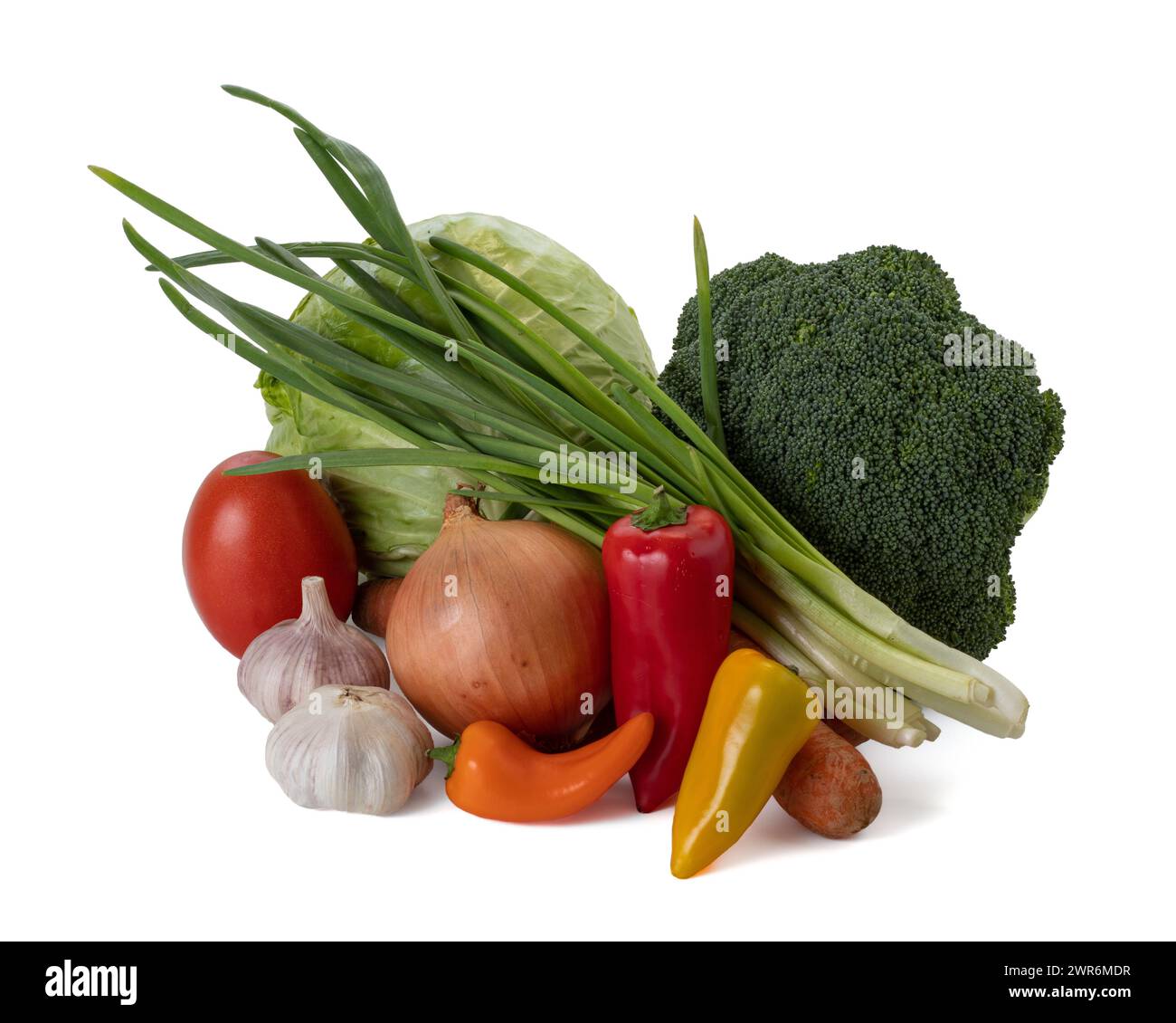 Fresh vegetables still life. Isolated on white background Stock Photo ...