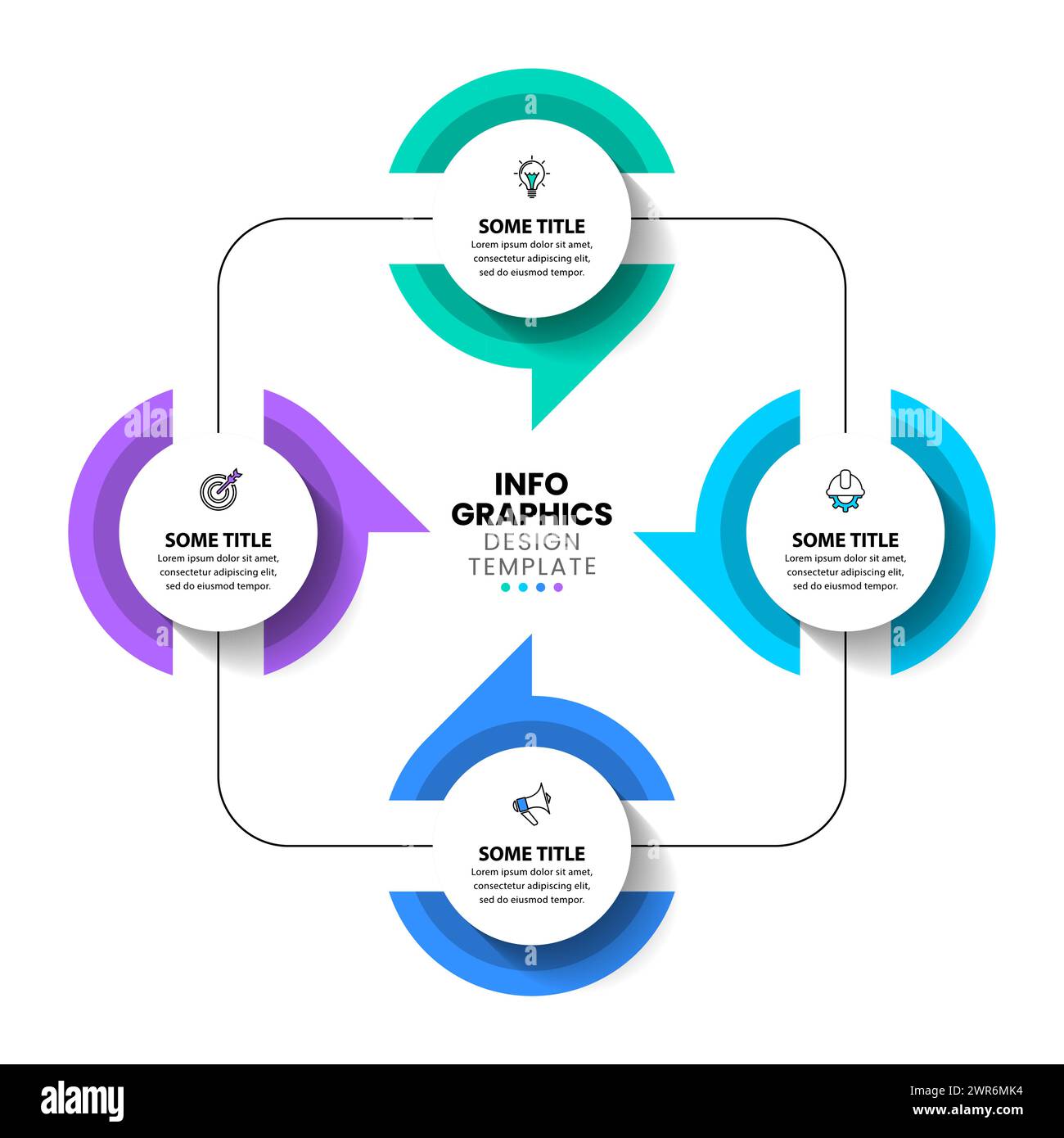 Infographic template with icons and 4 options or steps. Connected Circles. Can be used for ...