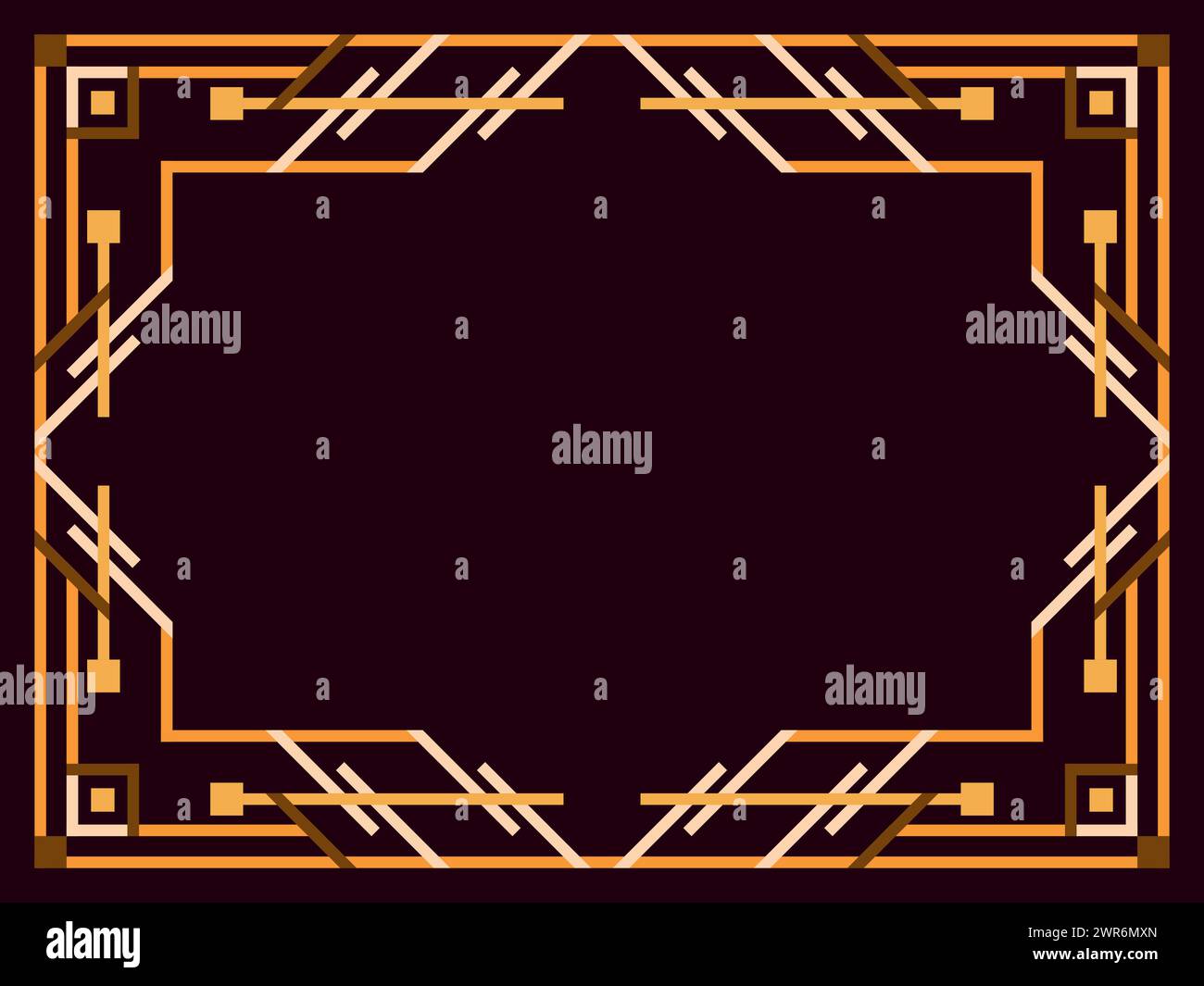 Frame for text in line art style. Art deco frame. Golden vintage linear ...