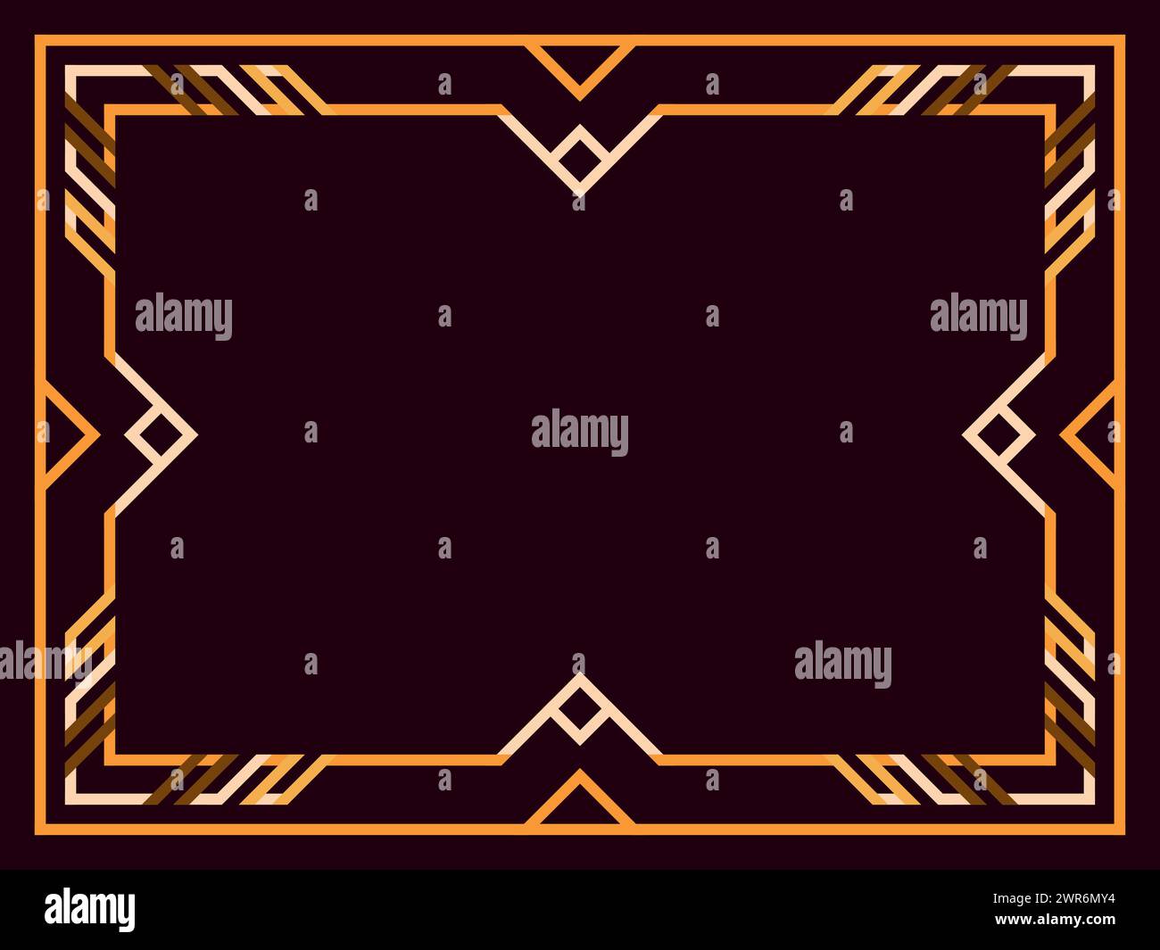 Frame for text in line art style. Art deco frame. Golden vintage linear ...