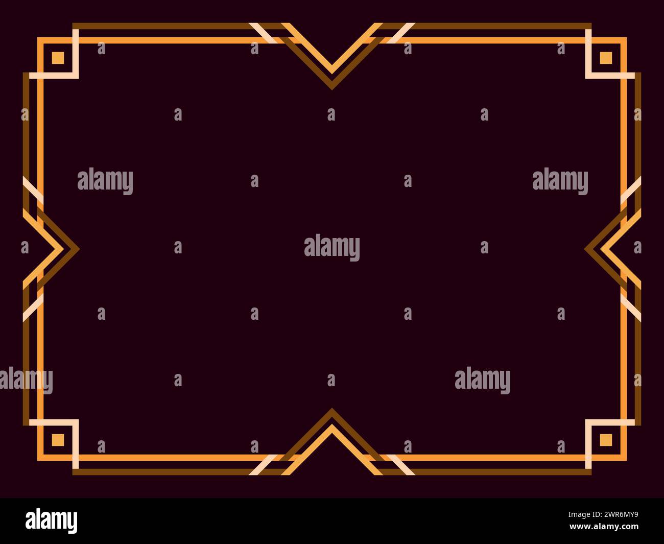 Frame for text in line art style. Art deco frame. Golden vintage linear ...